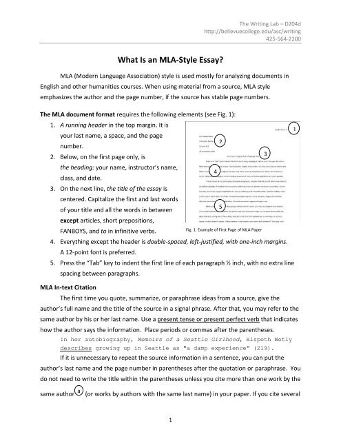 What Is an MLA-Style Essay? - Bellevue College