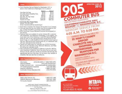COMMUTER BUS - Maryland Transit Administration - Maryland.gov