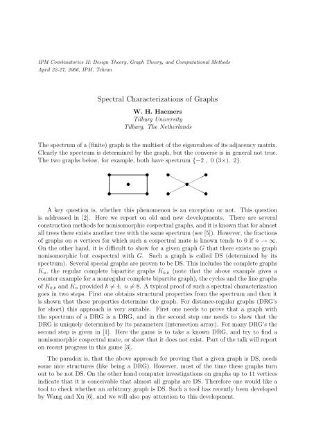 Spectral Characterizations Of Graphs Ipm