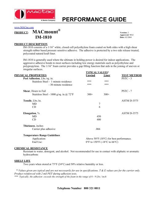 PERFORMANCE GUIDE - MACtac