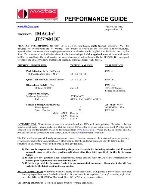 PERFORMANCE GUIDE - MACtac