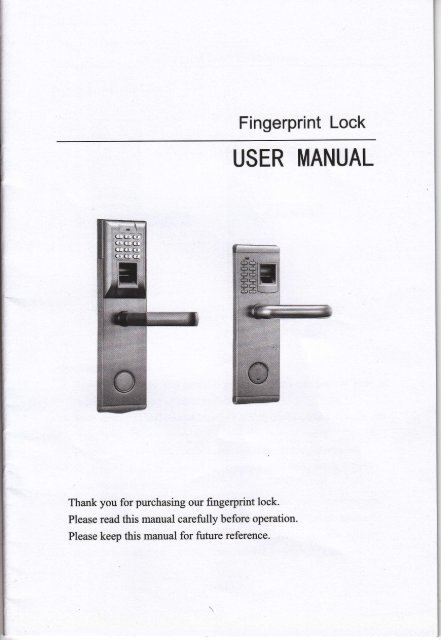 Fingerprint Lock USER MANUAL