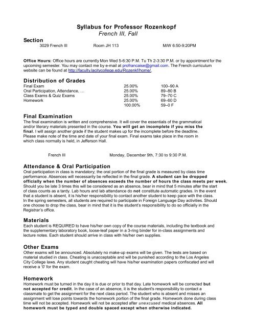 Syllabus - Faculty Web Pages - Los Angeles City College