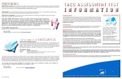 information lacc assessment test - Los Angeles City College