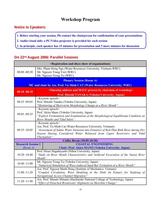 Workshop Program
