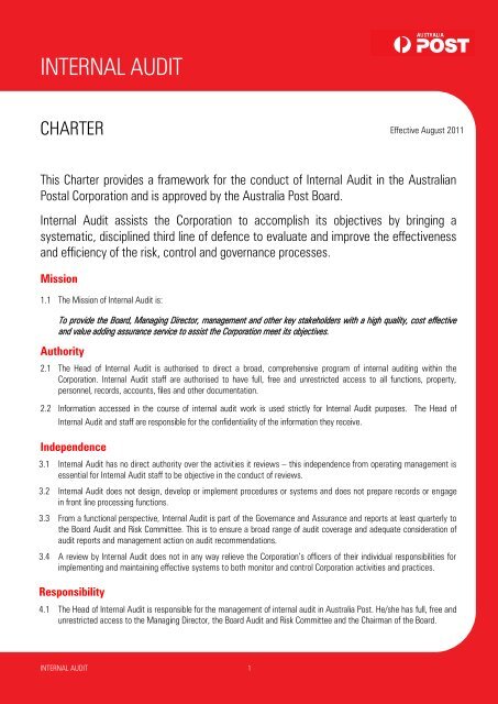 Internal Audit - Australia Post