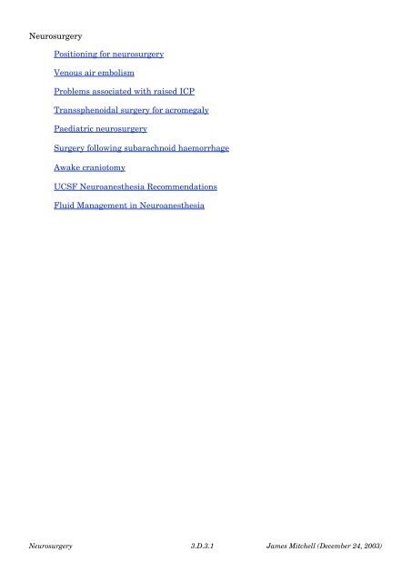 Neurosurgery Positioning for neurosurgery ... - Dr James Mitchell