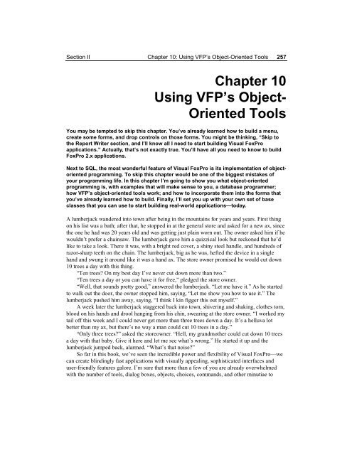 Chapter 10 Using VFP's Object- Oriented Tools - dFPUG-Portal