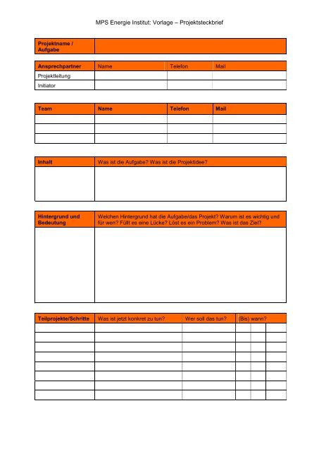 MPS Energie Institut: Vorlage – Projektsteckbrief - Altrip