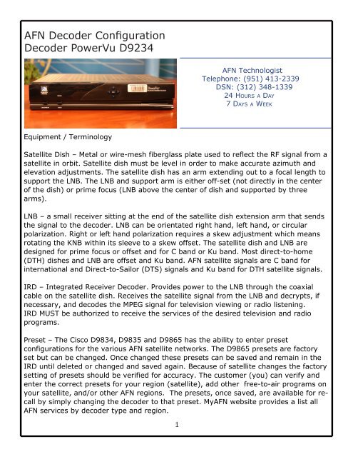 AFN Decoder Configuration Decoder PowerVu D9234 - American ...