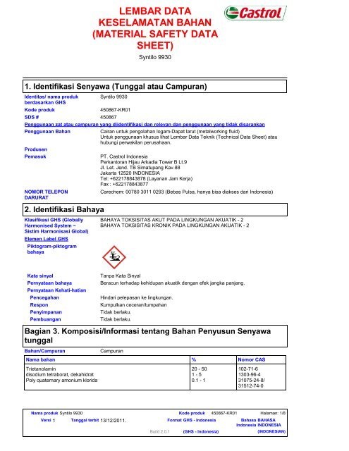 PDF) LEMBAR DATA KESELAMATAN BAHAN (MATERIAL SAFETY DATA, 48% OFF PDF) LEMBAR DATA KESELAMATAN BAHAN (MATERIAL SAFETY DATA, 48% OFF