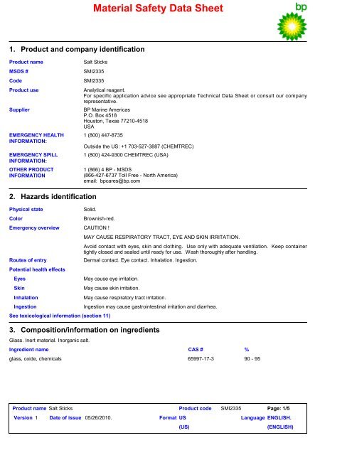 Material Safety Data Sheet - BP - PDS & MSDS Search