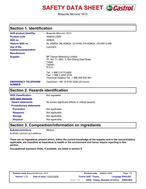 040693Braycote Micronic 1613.pdf - BP - PDS & MSDS Search