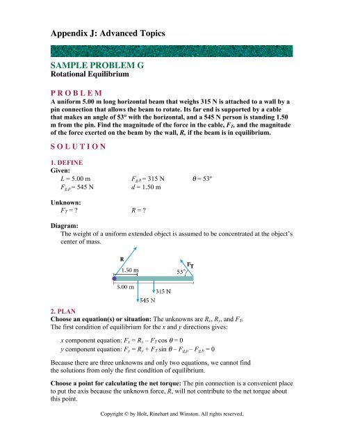 Appendix J: Advanced Topics SAMPLE PROBLEM G