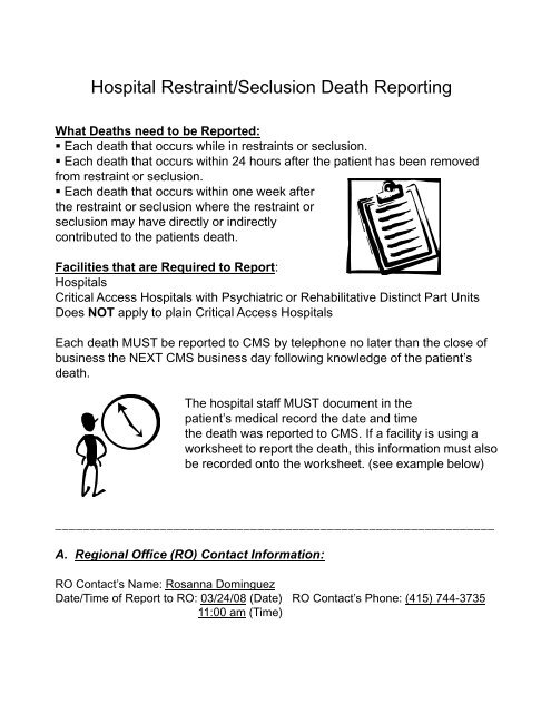 Hospital Restraint/Seclusion Death Reporting