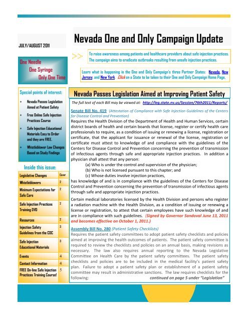 Nevada One and Only Campaign Update - Nevada State Health ...