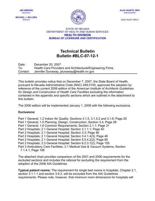 Technical Bulletin: AIA Construction Guidelines - Nevada State ...