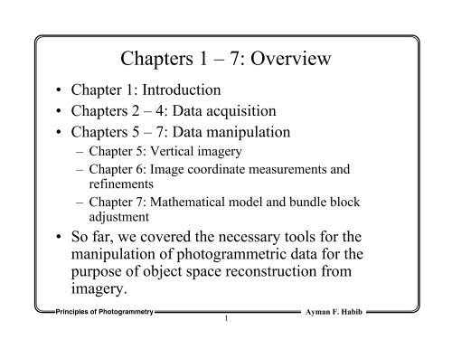Chapters 1 ? 7: Overview