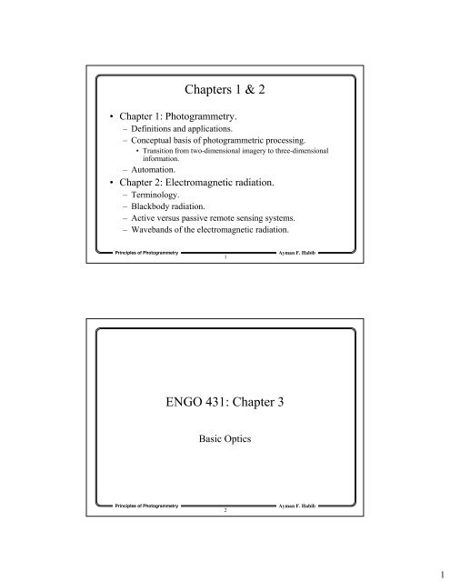 Chapters 1 & 2 ENGO 431: Chapter 3 - Digital Photogrammetry ...
