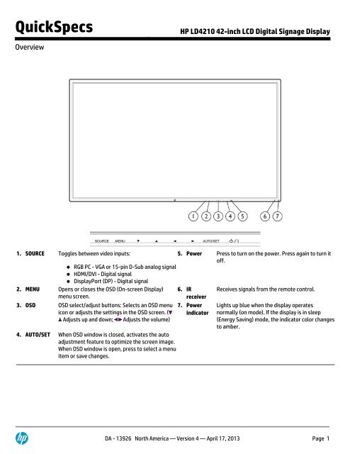 HP LD4210 42-inch LCD Digital Signage Display