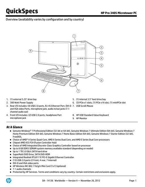 HP Pro 3405 Microtower PC