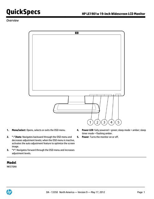 HP LE1901w 19-inch Widescreen LCD Monitor