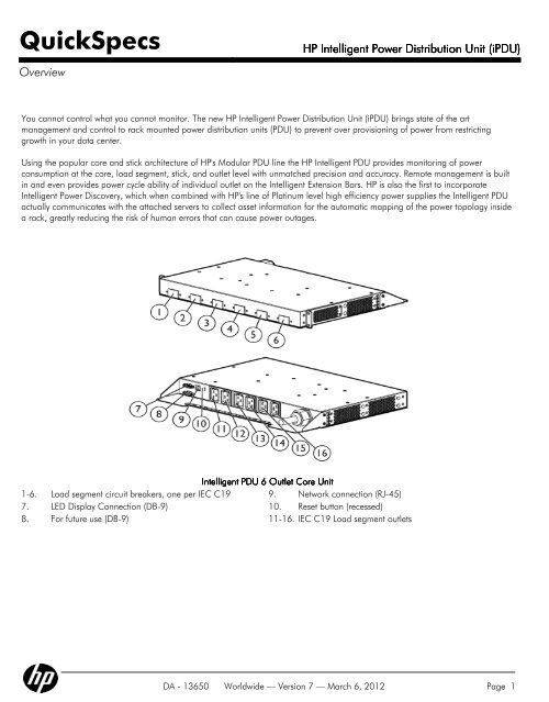 HP Intelligent Power Distribution Unit (iPDU)