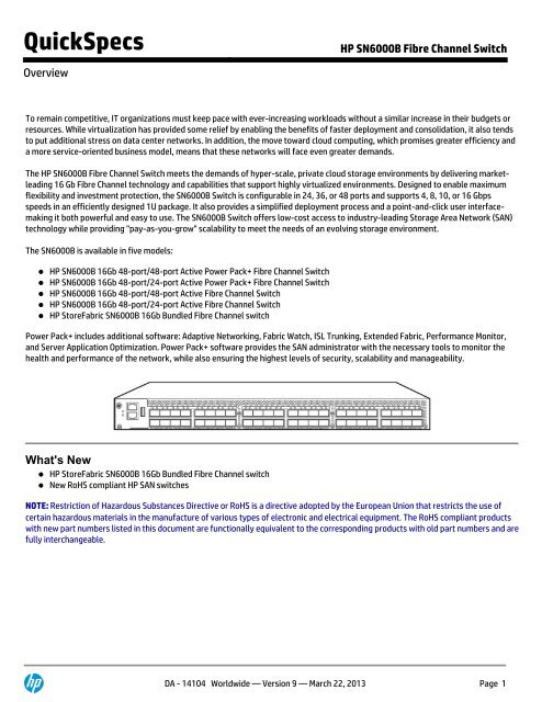 HP SN6000B Fibre Channel Switch
