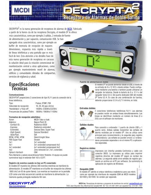 Especificaciones - MCDI