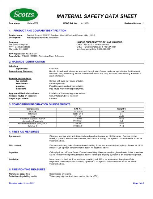 MATERIAL SAFETY DATA SHEET