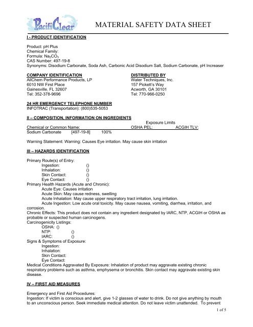 Material Safety Data Sheet