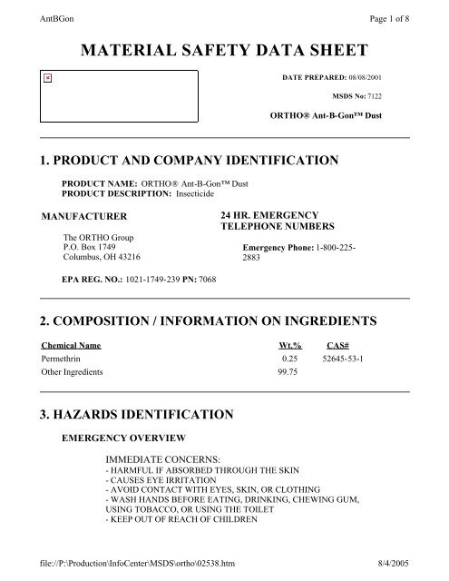 MATERIAL SAFETY DATA SHEET