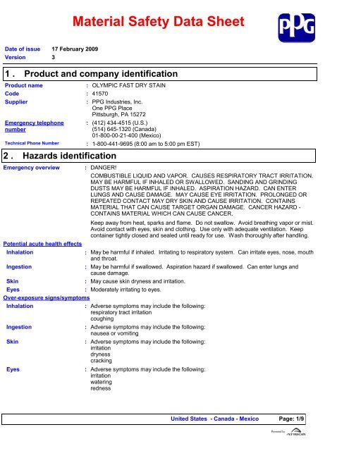 Material Safety Data Sheet - catalog2.handyhardware.com