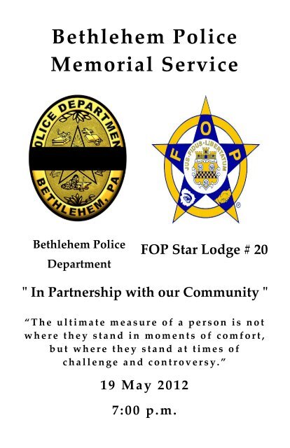 2012 Memorial Program.pub - Bethlehem Police