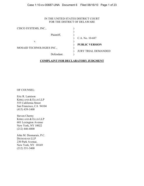 complaint for declaratory judgment