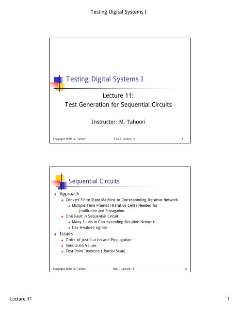 Test Generation For Sequential Circuits