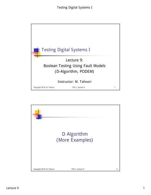 D Algorithm More Examples