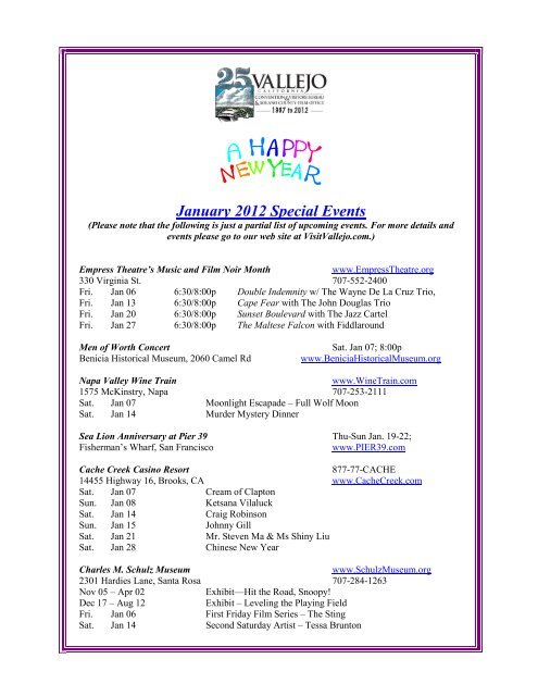 January 2012 Special Events