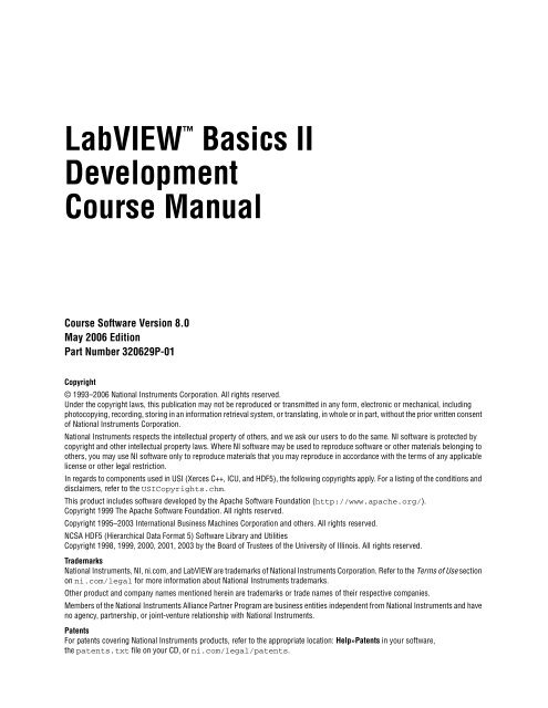 LabVIEW™ Basics II Development Course Manual