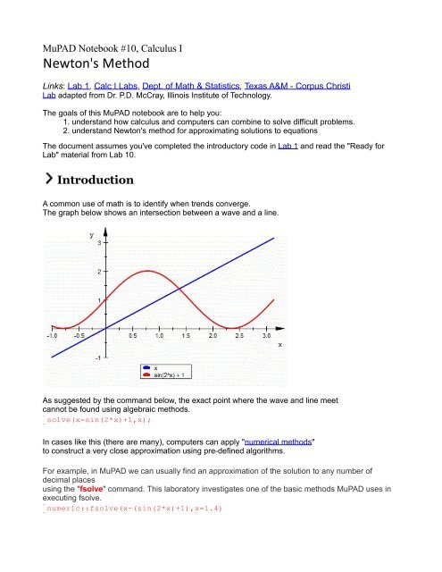 Lab 10 Newton's Method - MATH