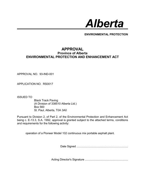 approval - Government of Alberta