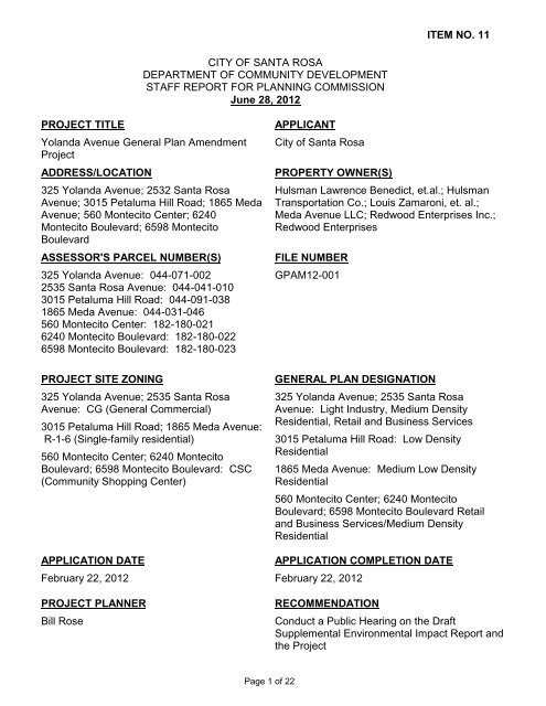 draft supplemental environmental impact report and the yolanda ...