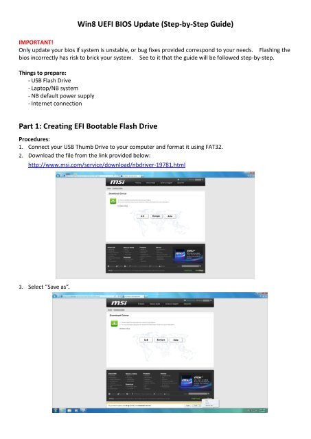 Part 1: Creating EFI Bootable Flash Drive - MSI