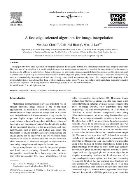 A Fast Edge Oriented Algorithm For Image Interpolation