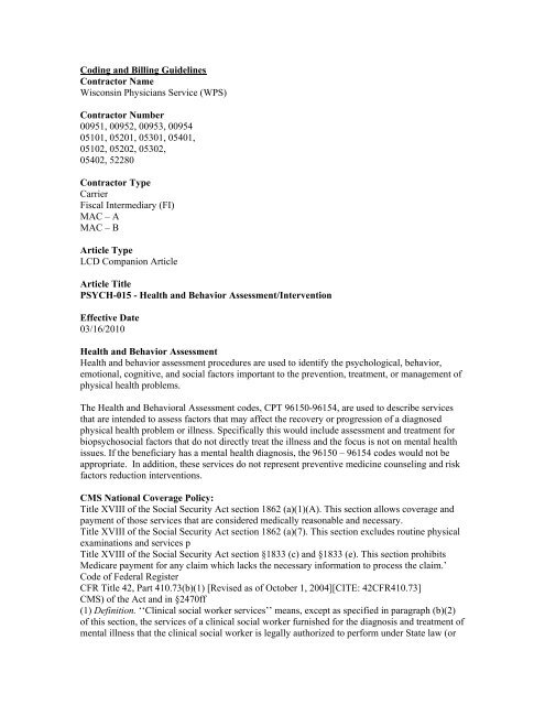 Coding and Billing Guidelines