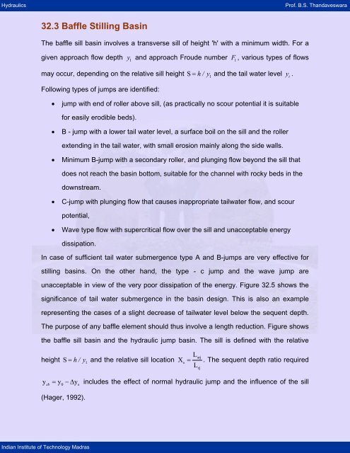 32.3 Baffle Stilling Basin - nptel - Indian Institute of Technology Madras