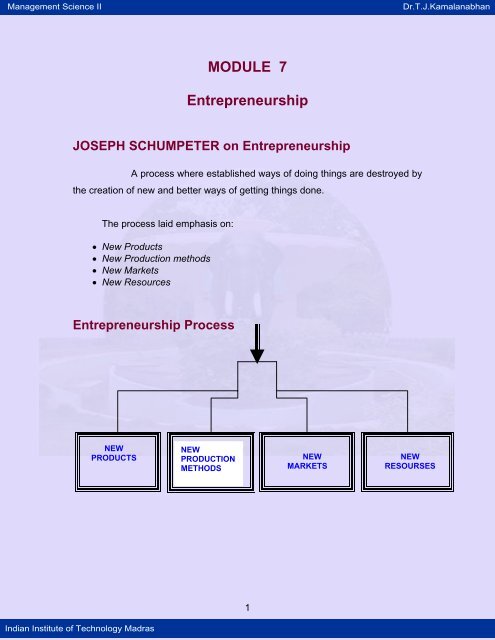 MODULE 7 Entrepreneurship - nptel - Indian Institute of Technology ...