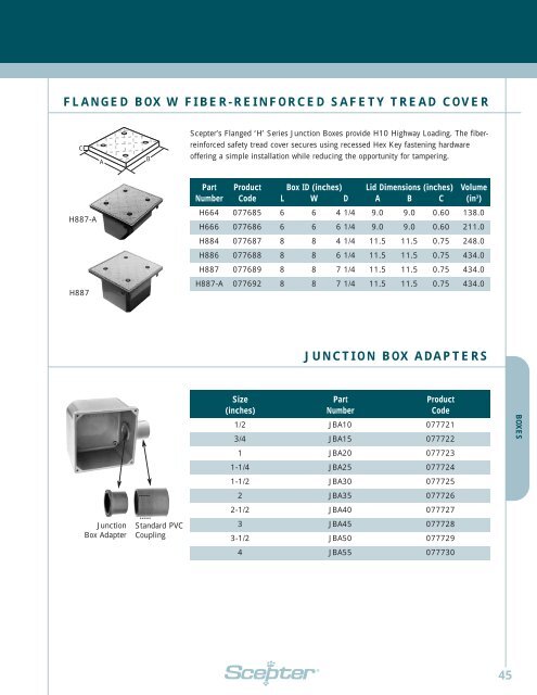 45 flanged box w fiber-reinforced safety tread cover junction box ...
