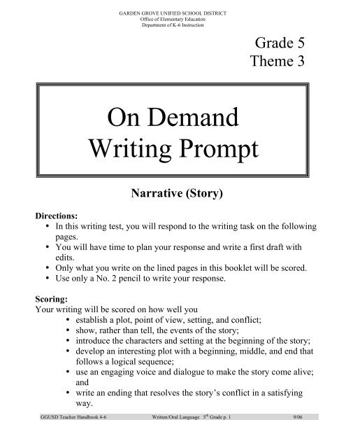 On Demand Writing Prompt - Garden Grove Unified School District