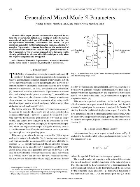 Generalized Mixed-Mode S-Parameters - Politecnico di Torino